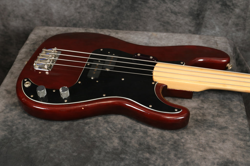 1978 Fender Precision Bass, Fretless, Wine Red – Andy Baxter Bass & Guitars
