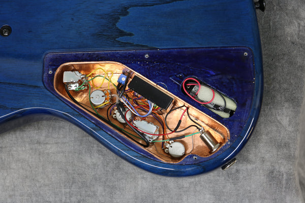 2020 Elrick NJS5, Transparent Blue Gloss – Andy Baxter Bass & Guitars