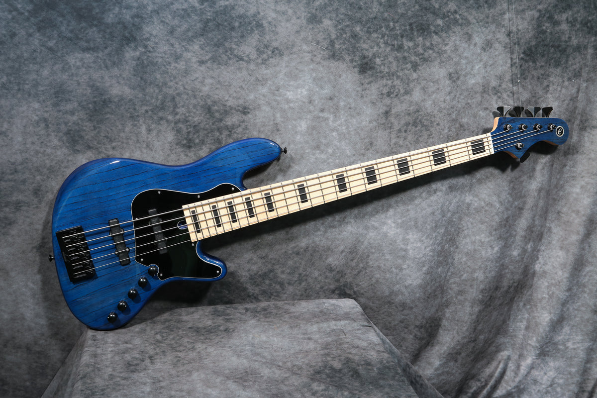 2020 Elrick NJS5, Transparent Blue Gloss – Andy Baxter Bass & Guitars
