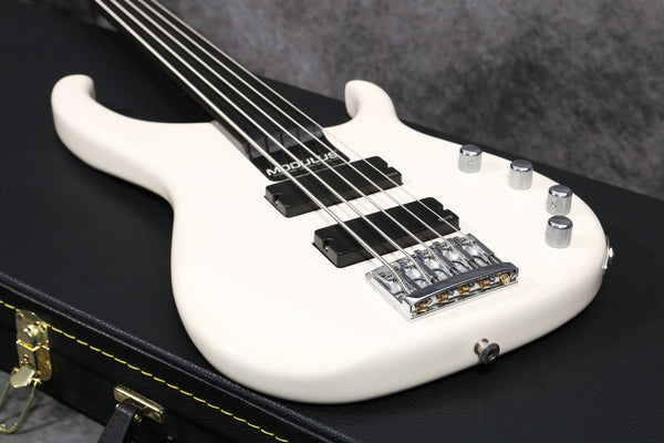 1993 Modulus Quantum 5 Fretless, White – Andy Baxter Bass & Guitars