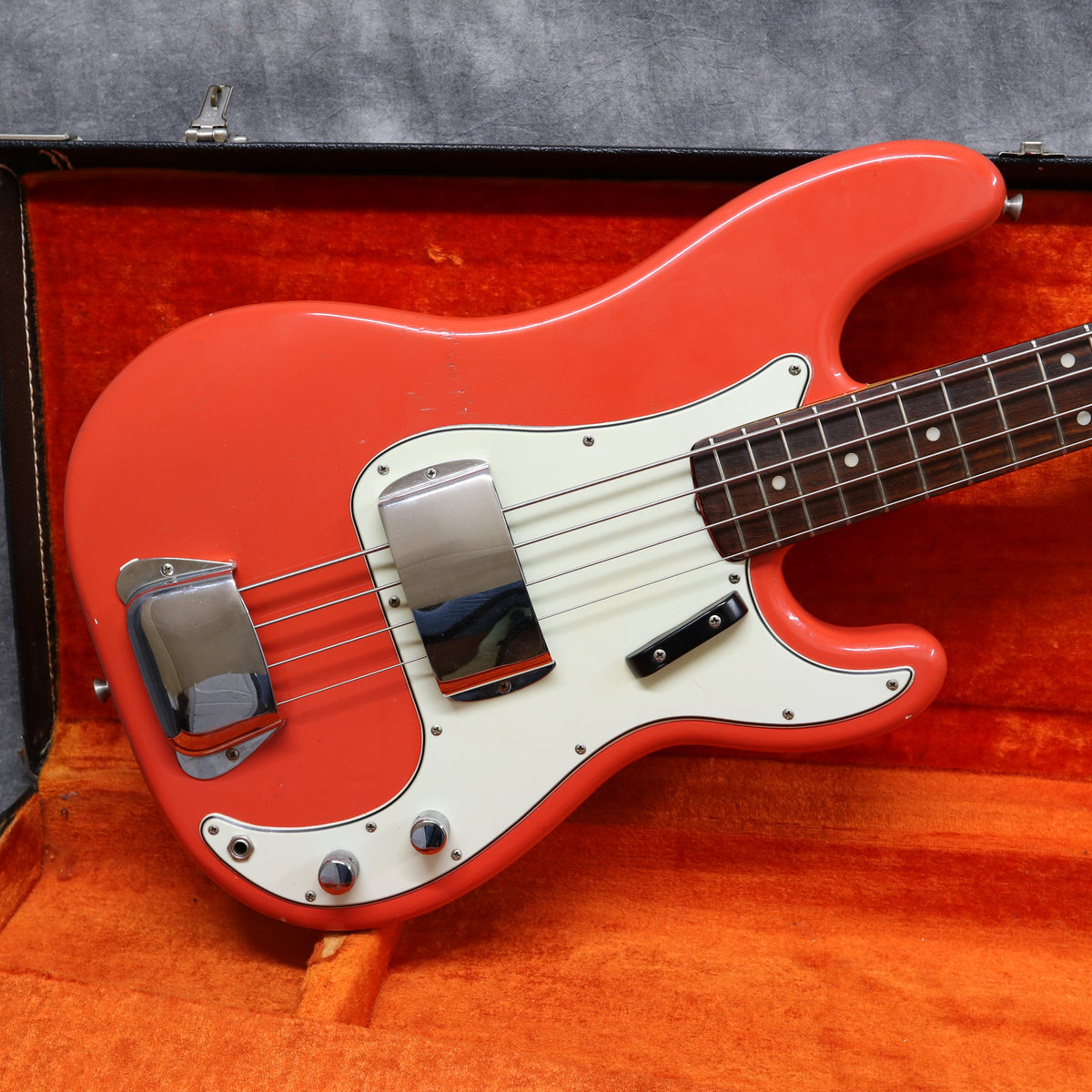 1965 Fender Precision Bass, Fiesta Red, L Series – Andy Baxter Bass & Guitars