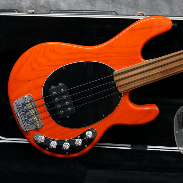 2008 Music Man Stingray 4 H, 3EQ, Fretless With Piezo, Translucent Ora ...
