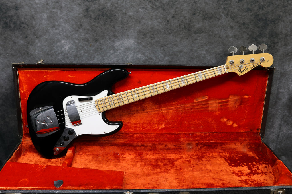 1974 Fender Jazz Bass, Black, Pearl Inlays – Andy Baxter Bass & Guitars